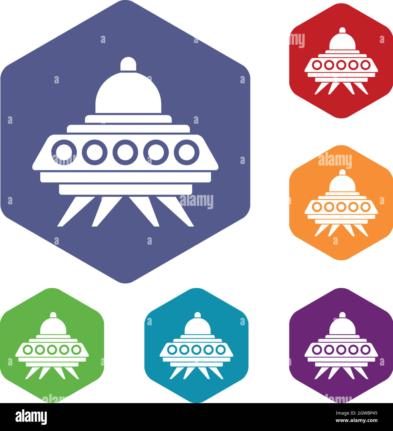Alien spaceship icons set Stock Vector Image & Art - Alamy