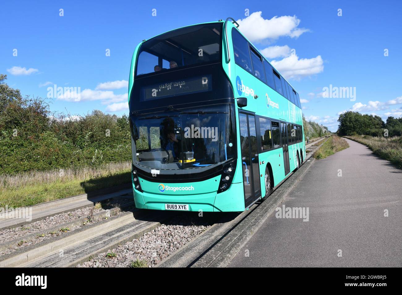 The Cambridgeshire Guided Busway, passing through RSPB Fen Drayton ...