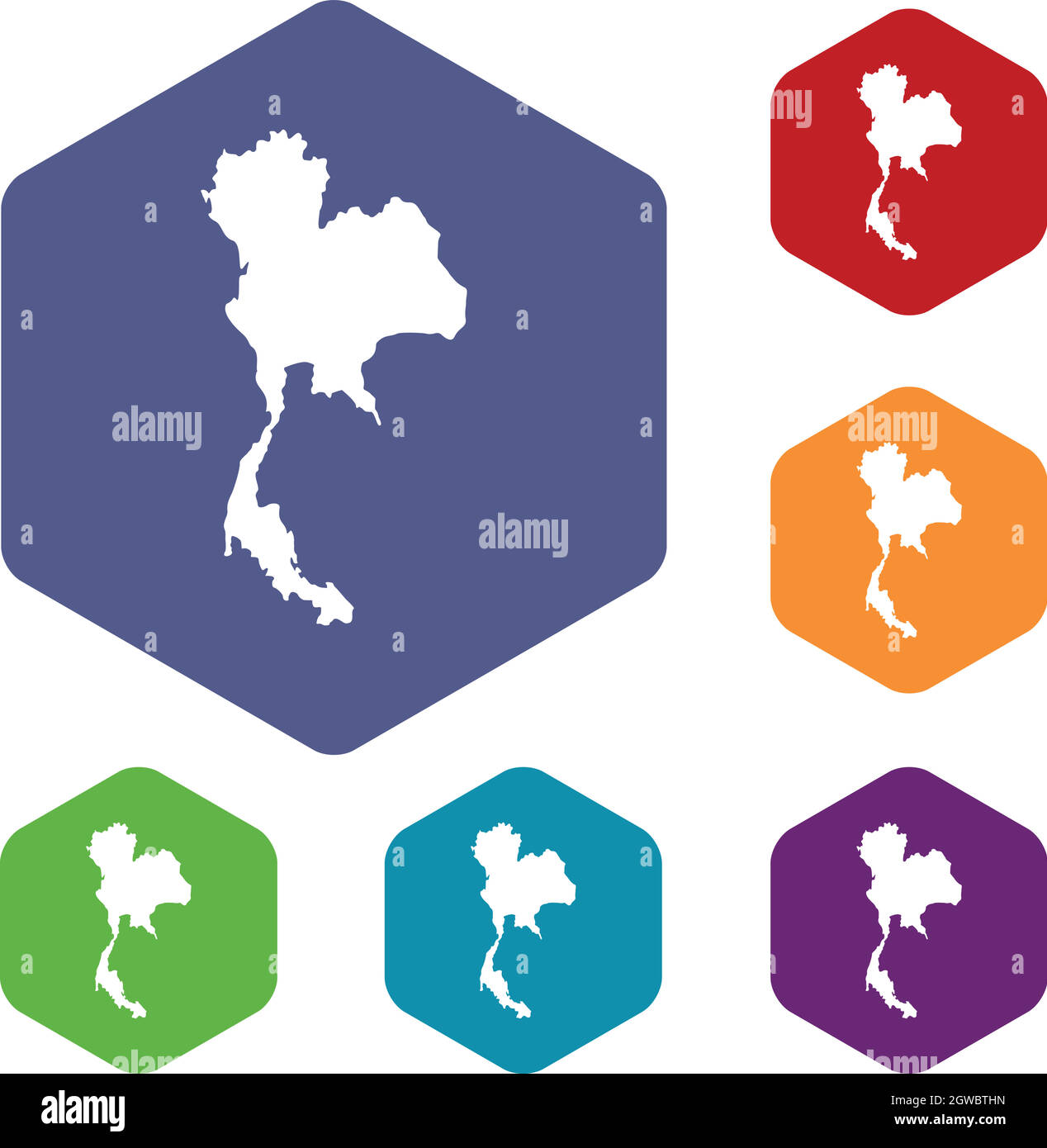 Thailand map icons set Stock Vector Image & Art - Alamy