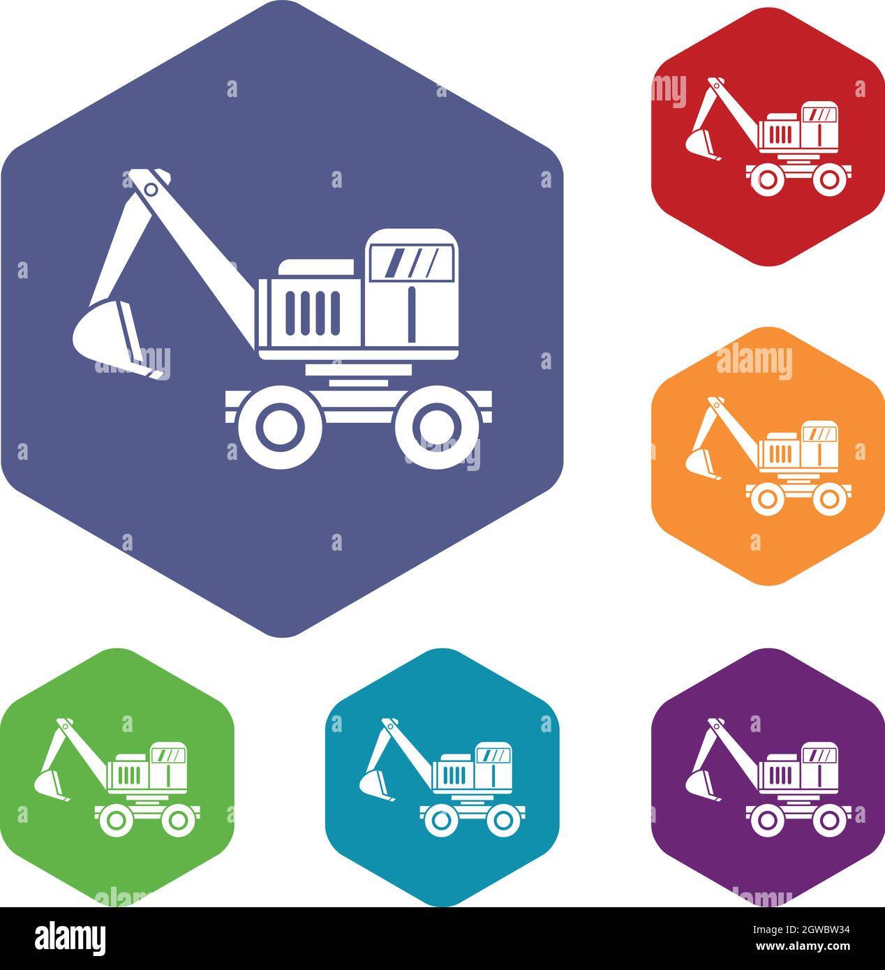 Excavator icons set Stock Vector Image & Art - Alamy