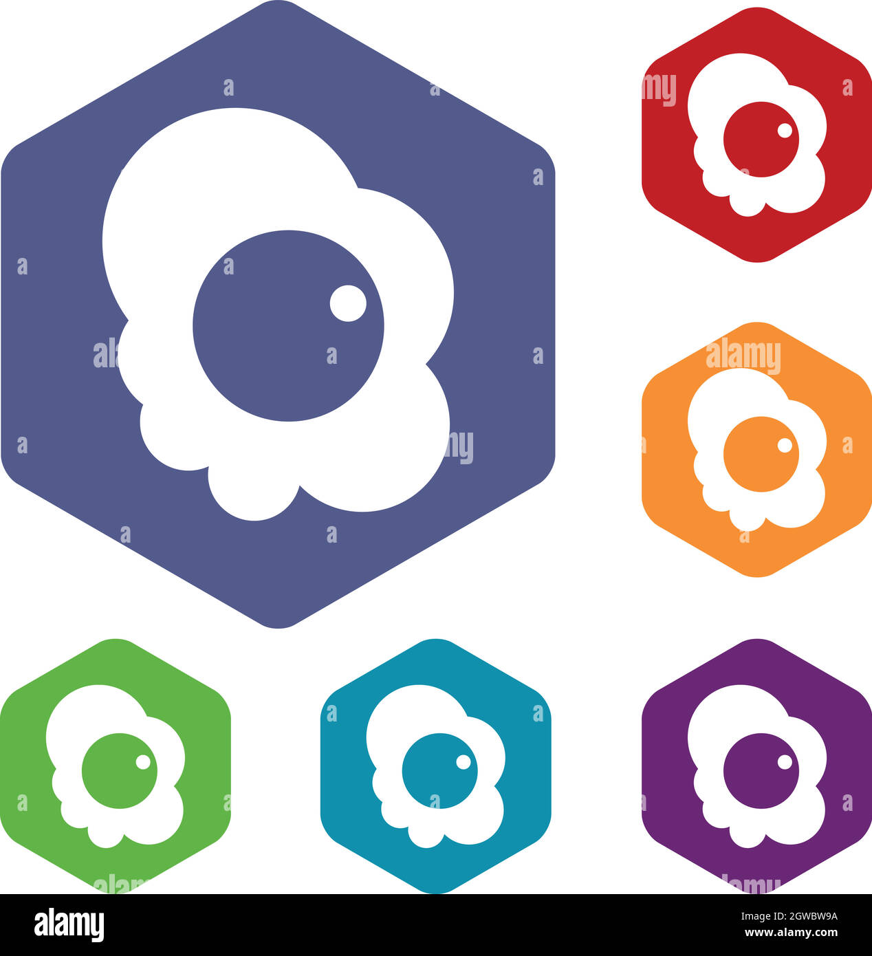 Fried egg icons set Stock Vector Image & Art - Alamy