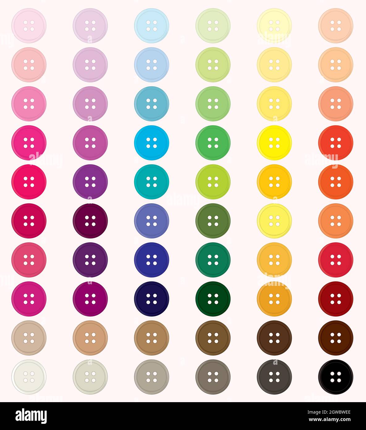 Colored buttons. Rainbow sewing round button. Four holes Stock Vector ...