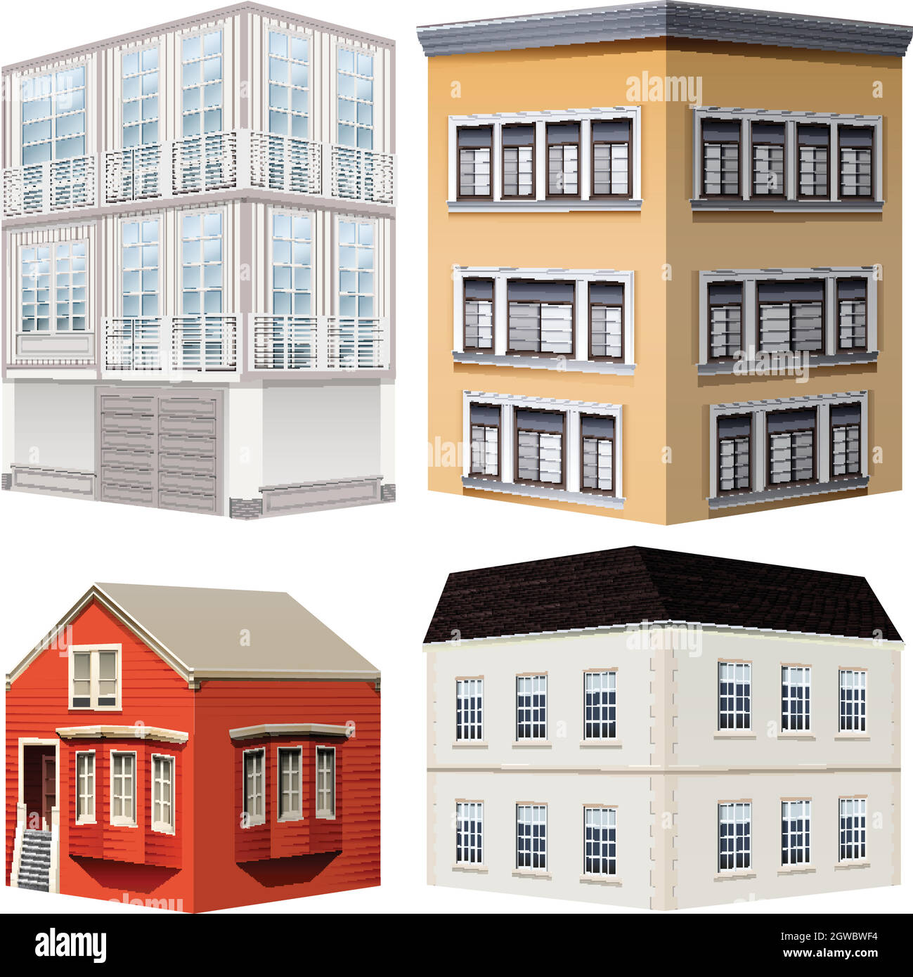 Four styles of buildings Stock Vector Image & Art - Alamy