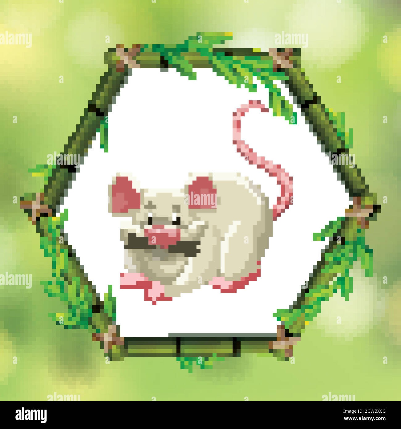 Bamboo frame with white rat Stock Vector Image & Art - Alamy