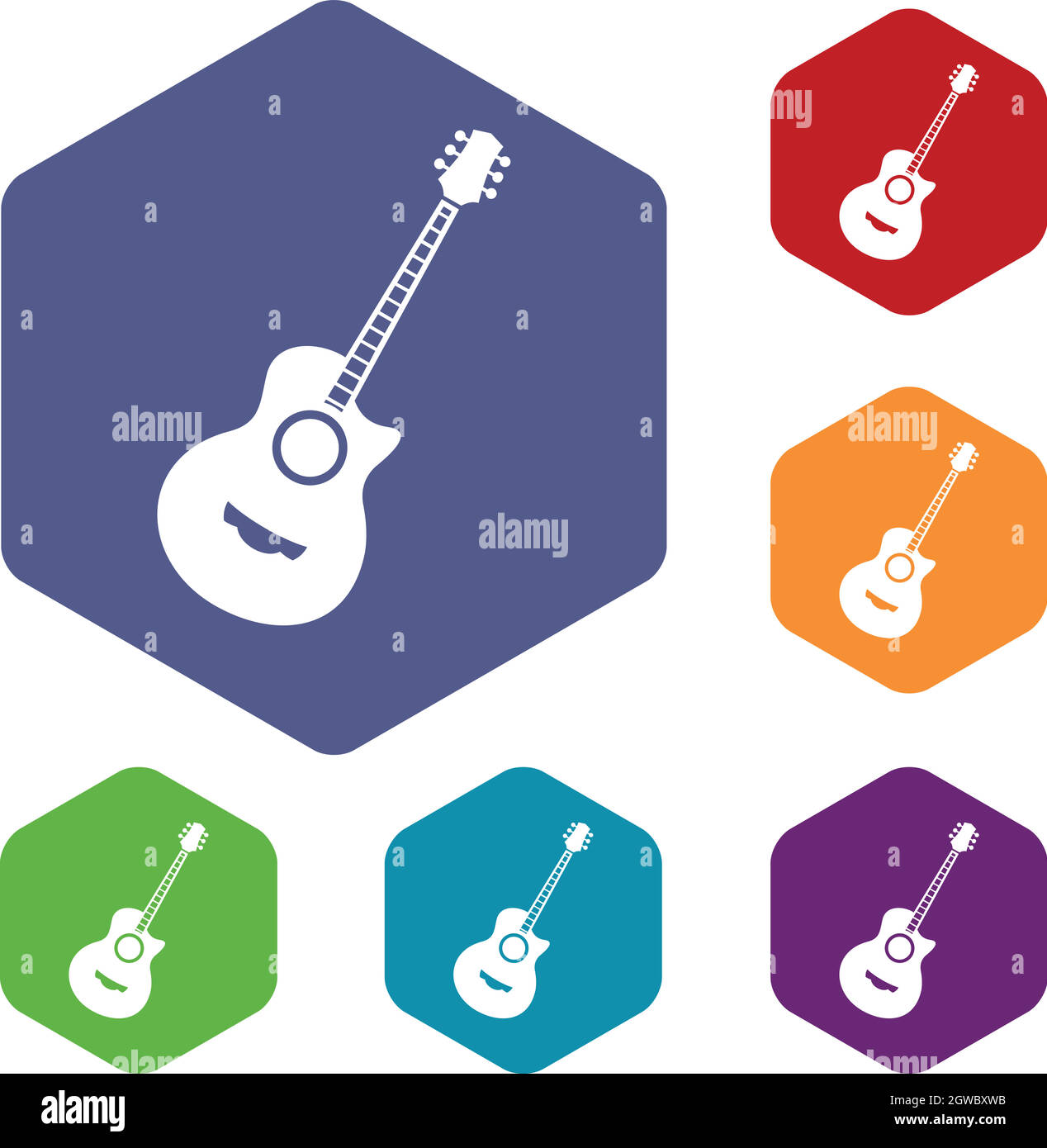 Classical guitar icons set Stock Vector Image & Art - Alamy