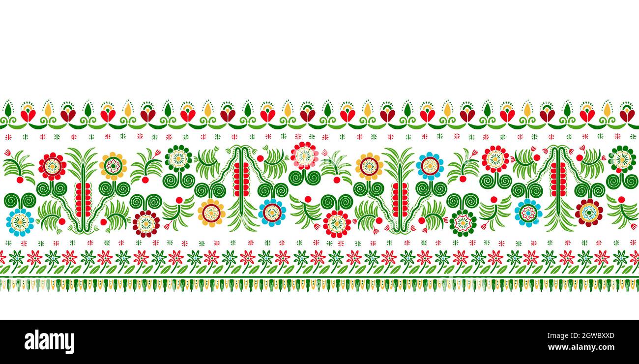 Hungarian vector embroidery pattern for borders, isolated on white ...