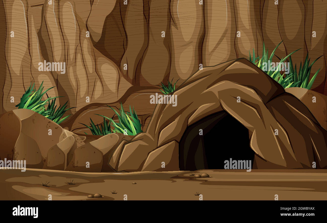 Background scene with cave in mountain Stock Vector Image & Art - Alamy