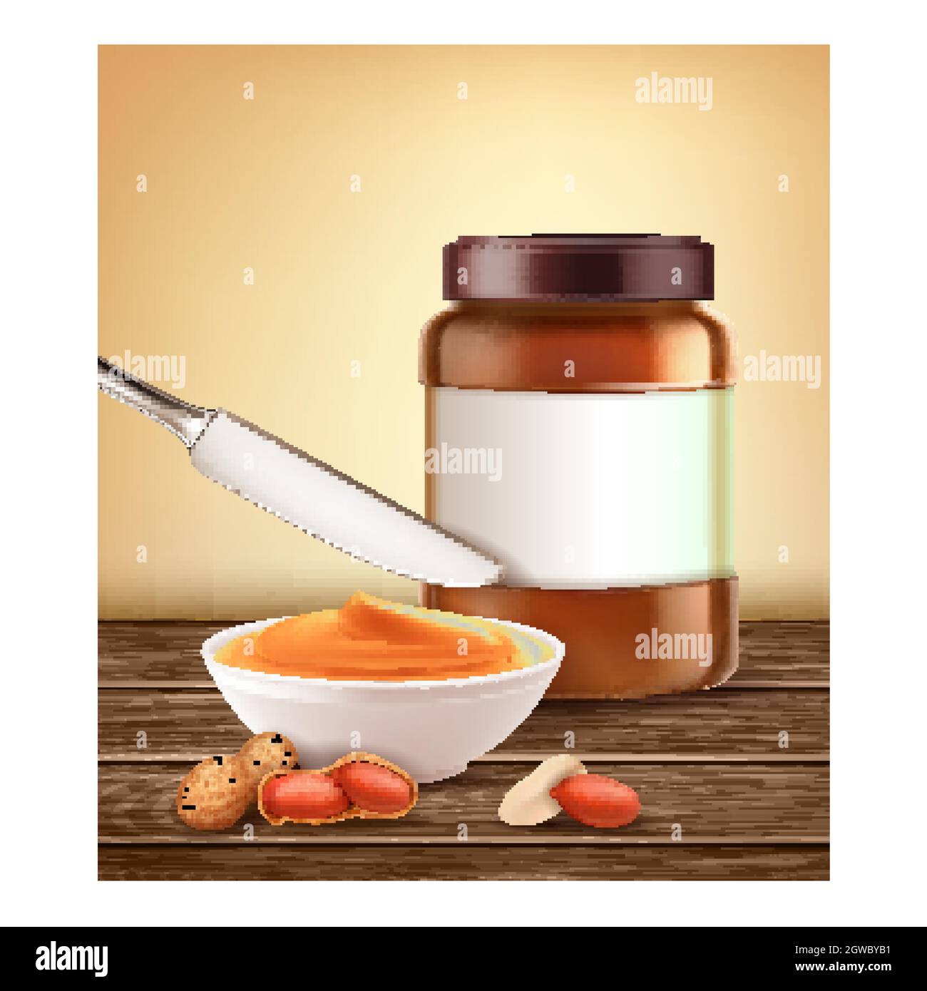 Natural Peanut Butter Promotional Poster Vector Stock Vector Image ...