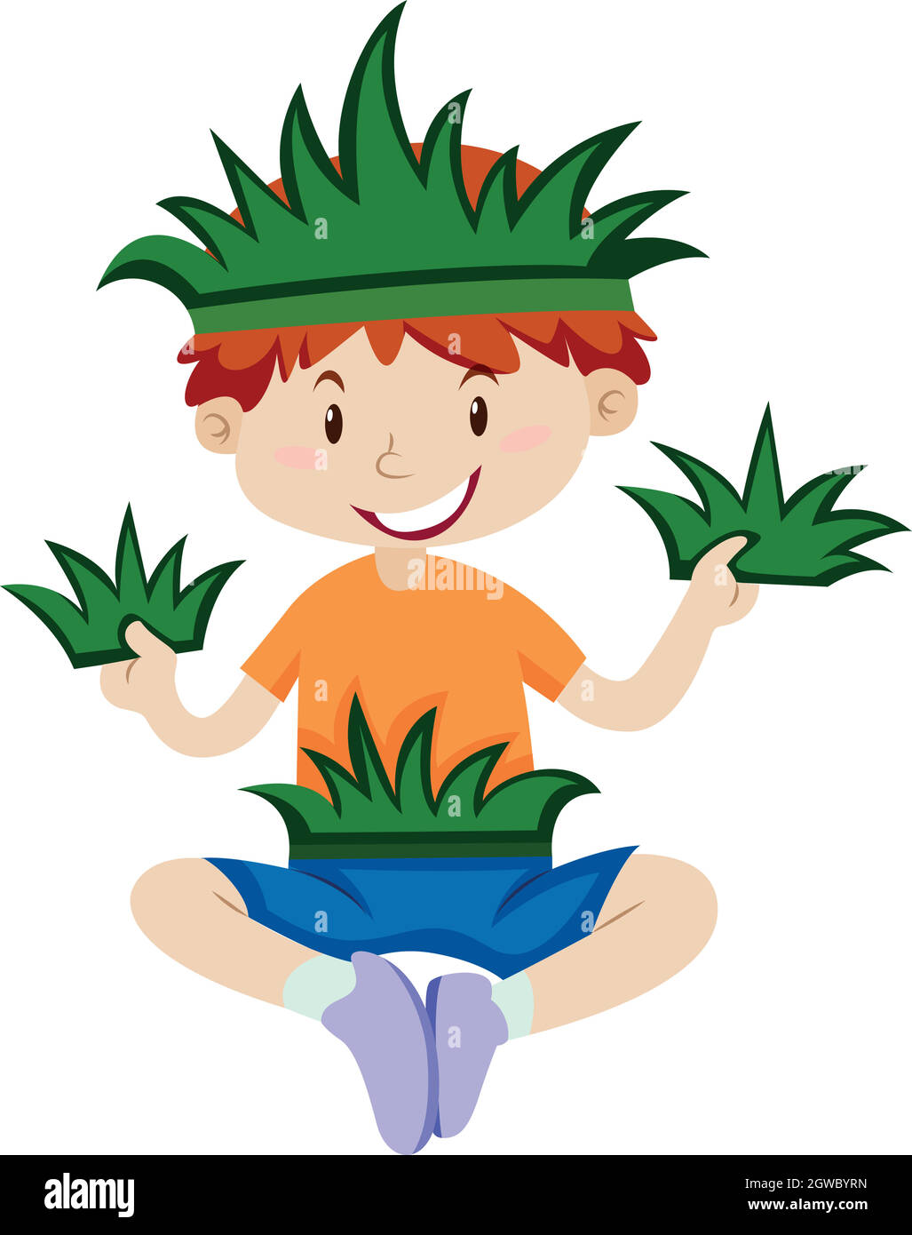 Boy in grass outfit Stock Vector Image & Art - Alamy