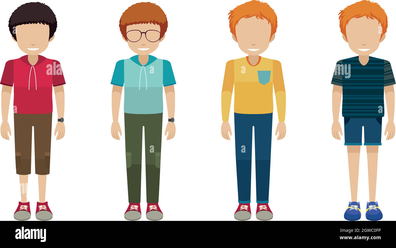 Four faceless boys Stock Vector Image & Art - Alamy