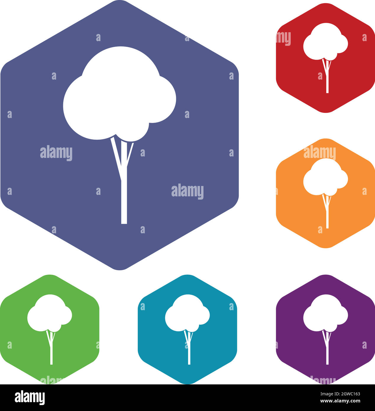 Fluffy tree icons set Stock Vector Image & Art - Alamy