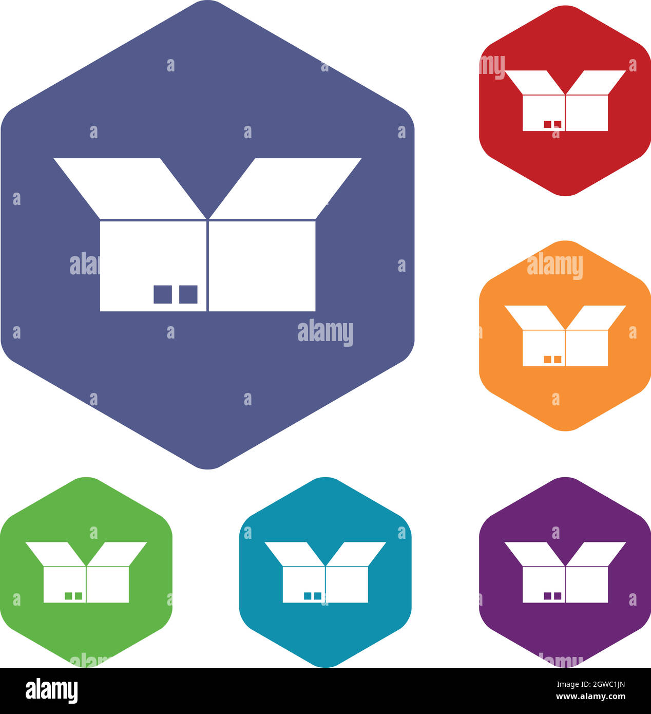 Opened cardboard box icons set Stock Vector Image & Art - Alamy