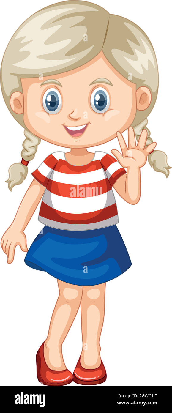 Cute girl waving hand Stock Vector Image & Art - Alamy
