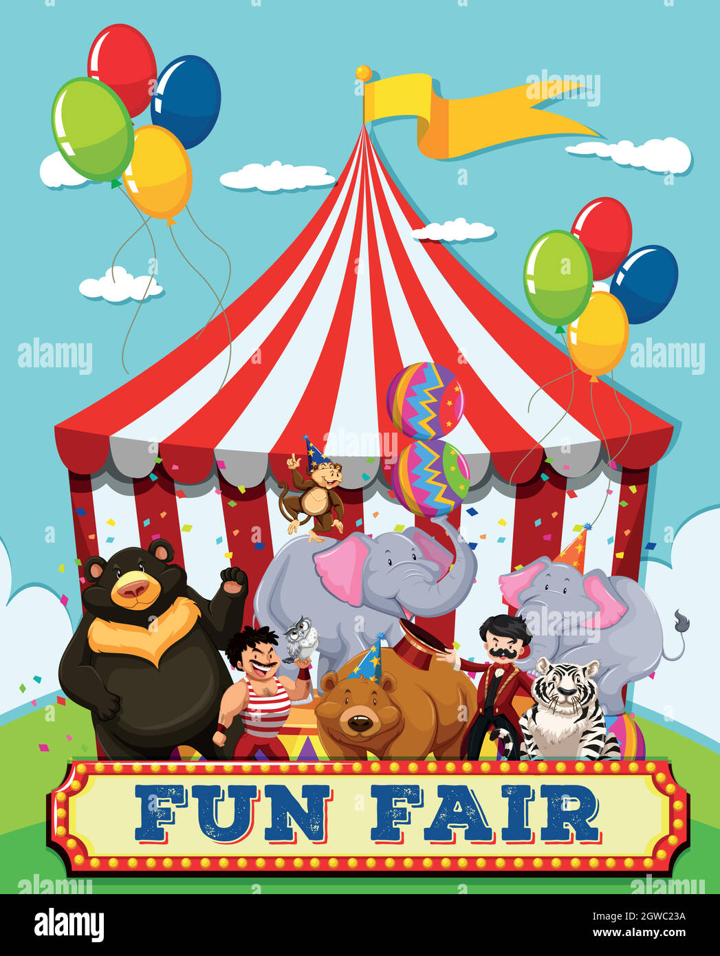 People and animals at the fun fair Stock Vector Image & Art - Alamy