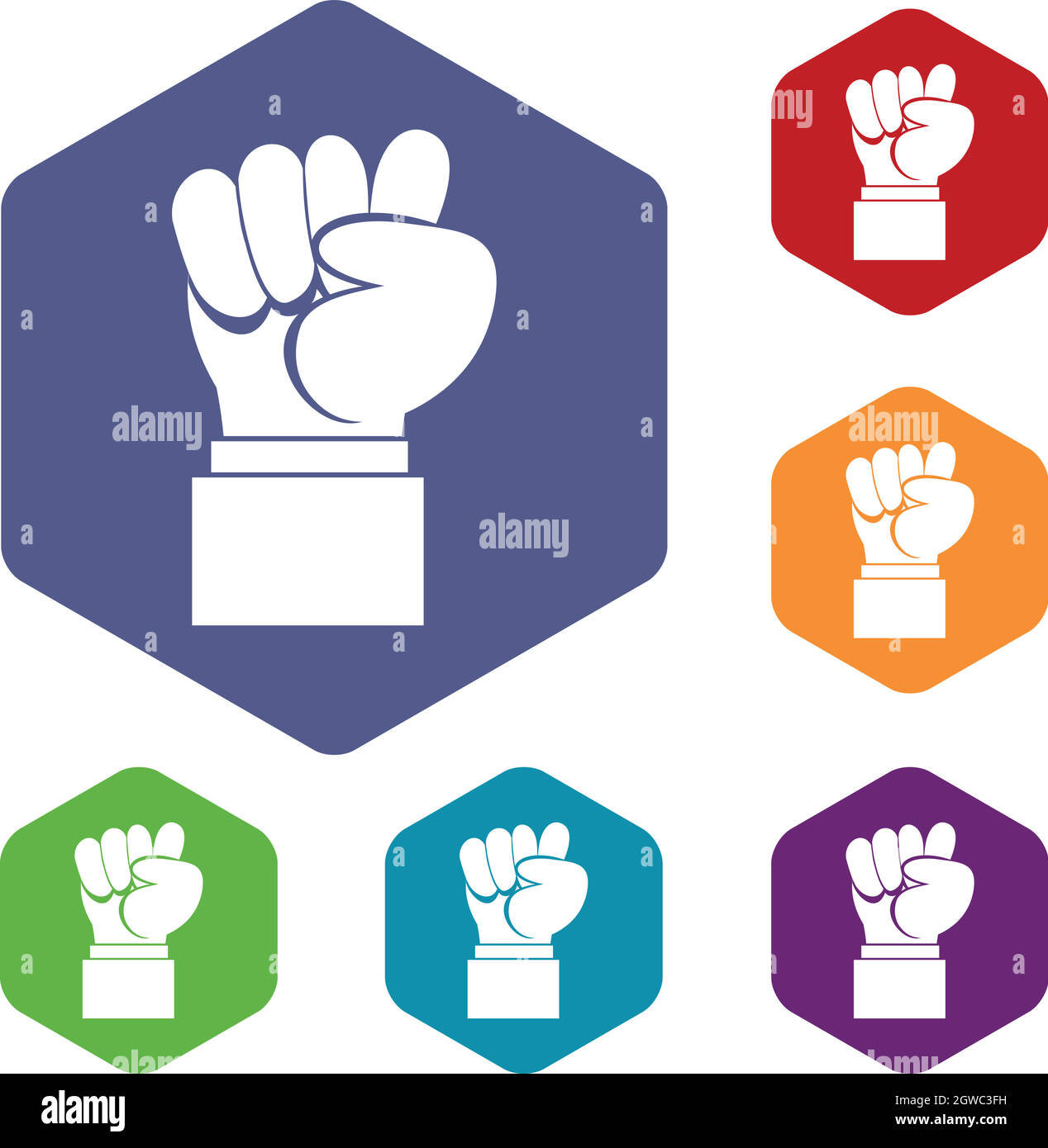 Raised up clenched male fist icons set Stock Vector Image & Art - Alamy