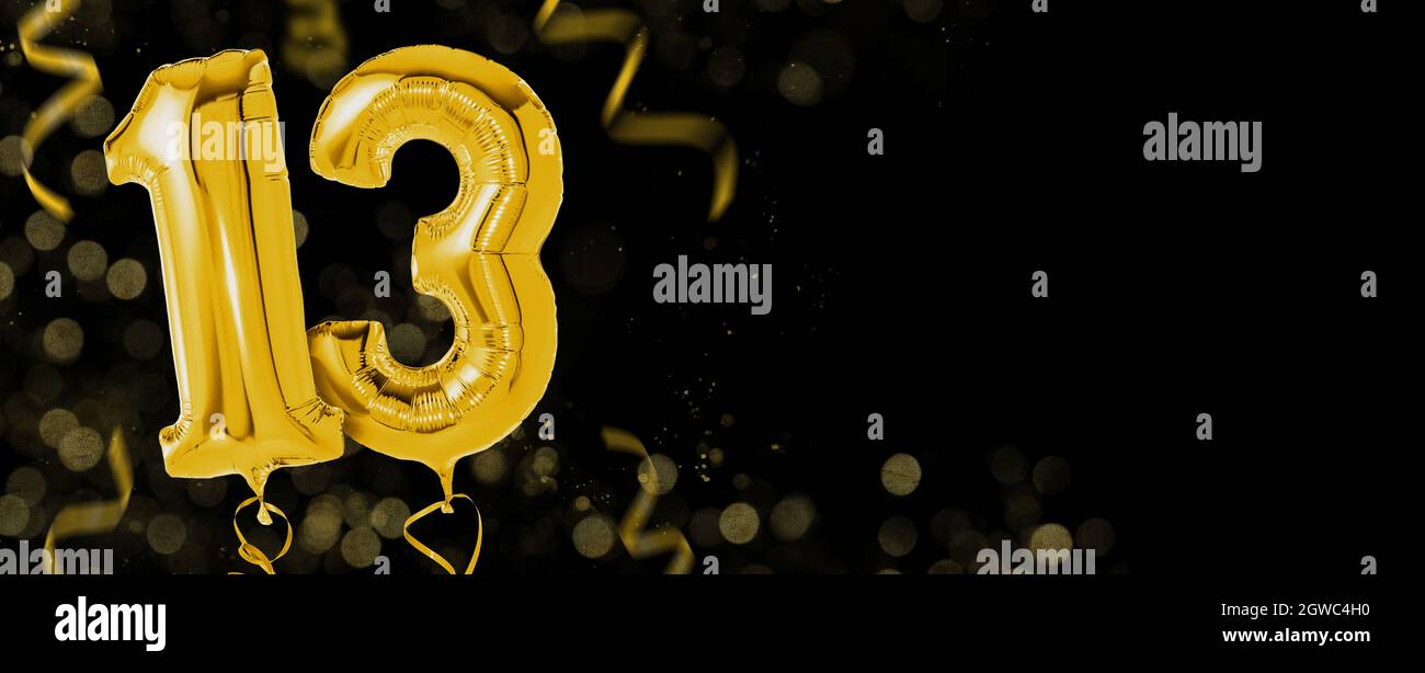 Golden balloons with copy space - Number 13 Stock Photo - Alamy