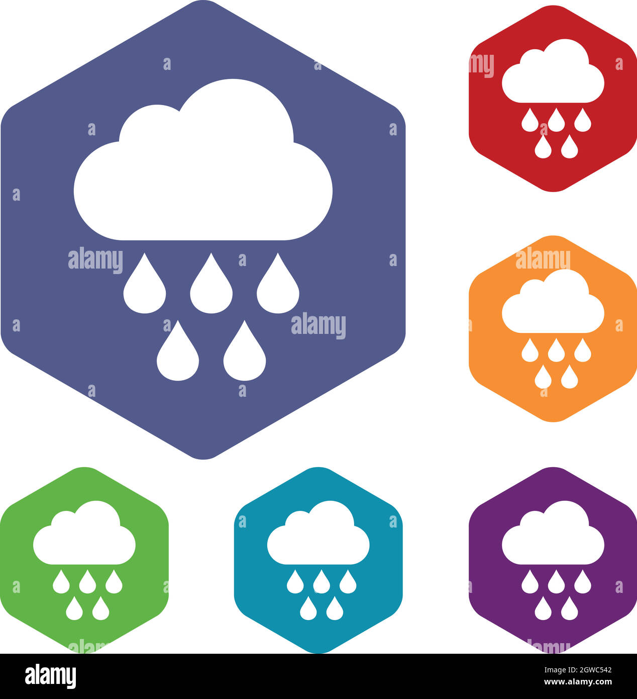 Cloud with rain drops icons set Stock Vector Image & Art - Alamy