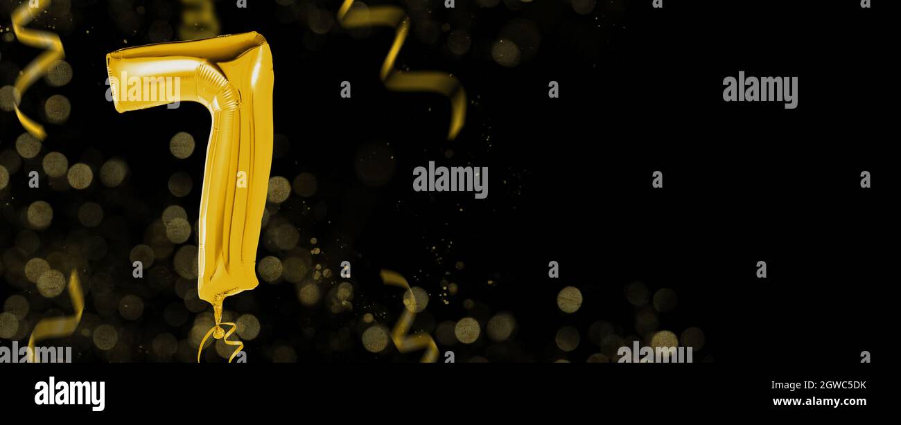 Golden balloons with copy space - Number 7 Stock Photo - Alamy