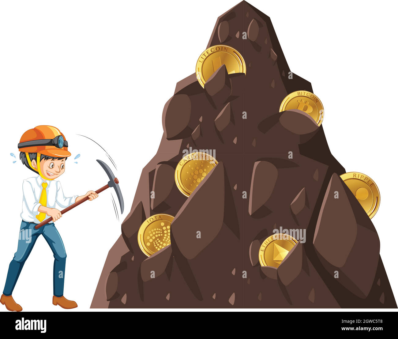 A Man Mining the Coin Stock Vector Image & Art - Alamy