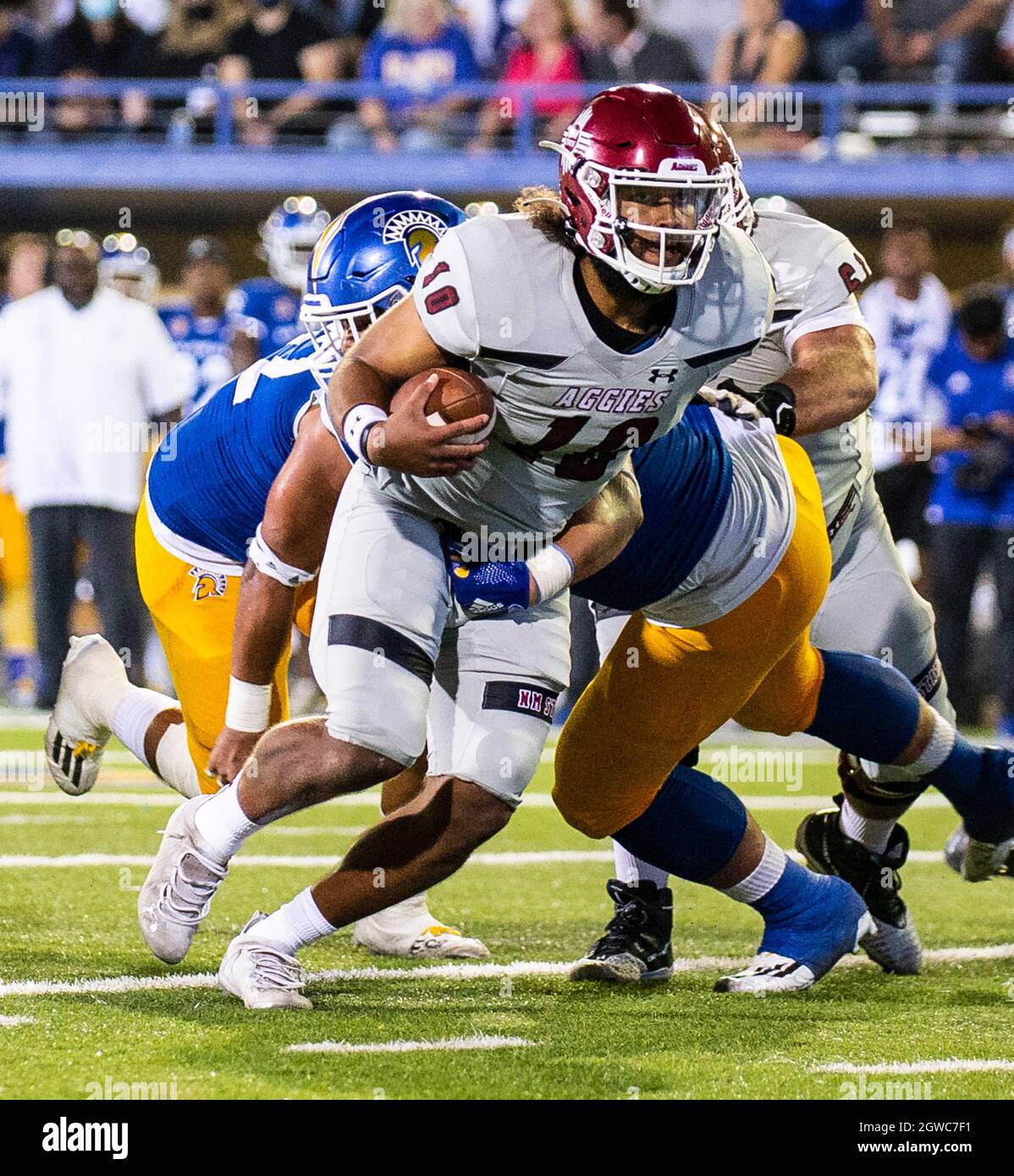 October 02, 2021, San Jose, CA New Mexico State quarterback Jonah ...