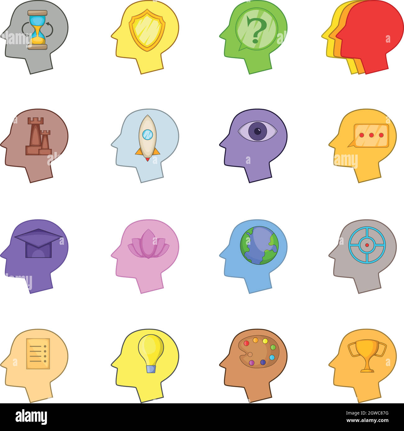 Brain icons set cartoon Cut Out Stock Images & Pictures - Alamy