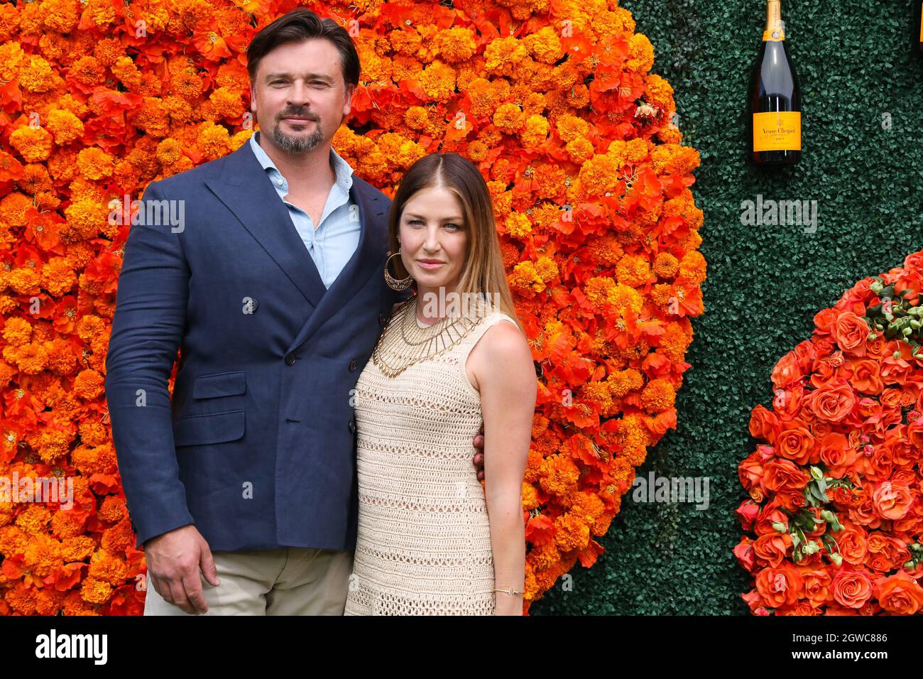 Tom Welling and Jessica Welling arrive at The Veuve Clicquot Polo ...