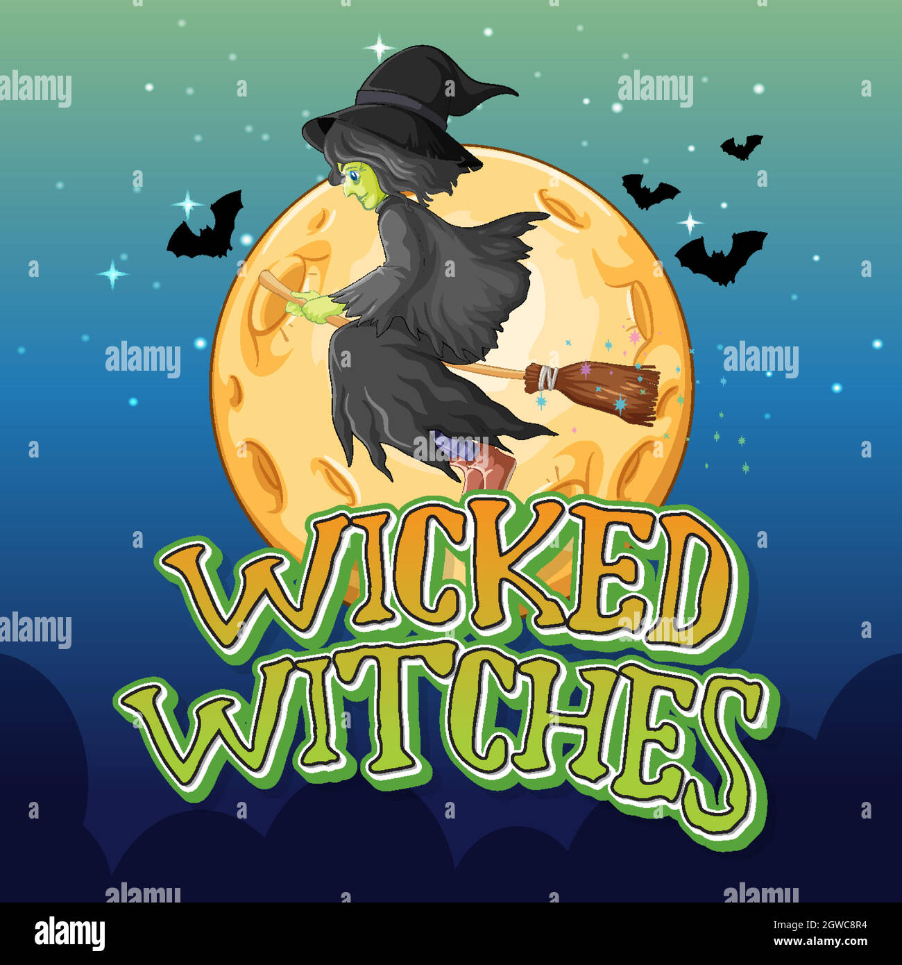 Wicked witches on night background Stock Vector Image & Art - Alamy