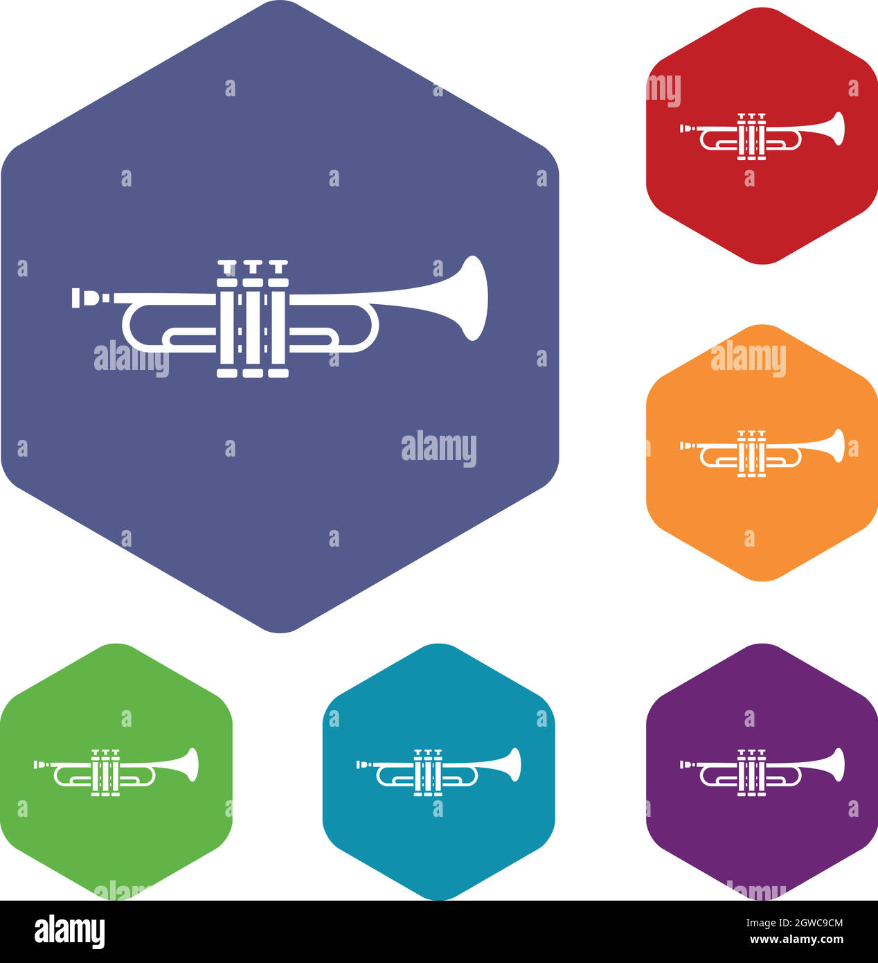 Brass trumpet icons set Stock Vector Image & Art - Alamy