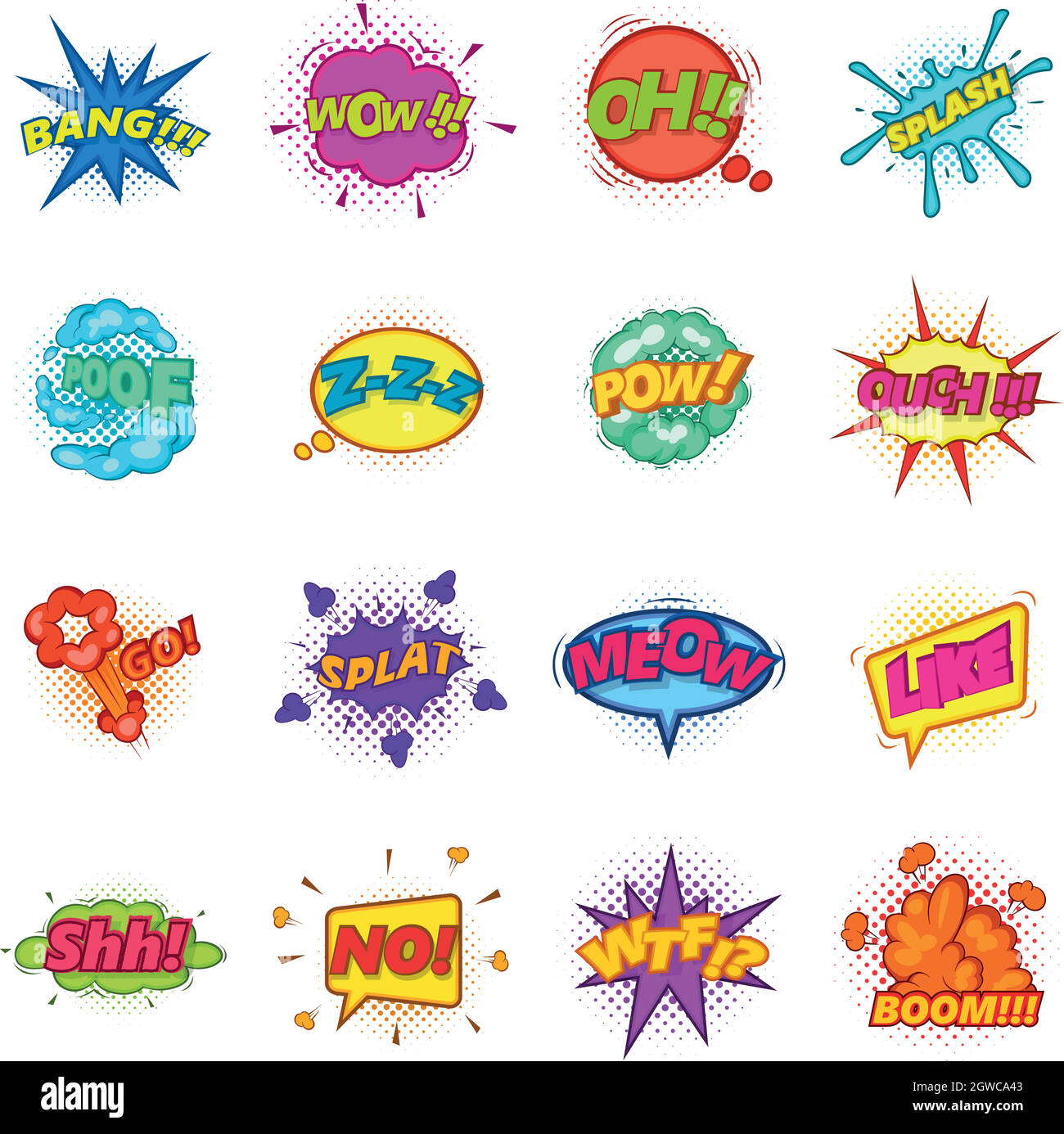 Comic sound cloud set icons set, cartoon style Stock Vector Image & Art ...