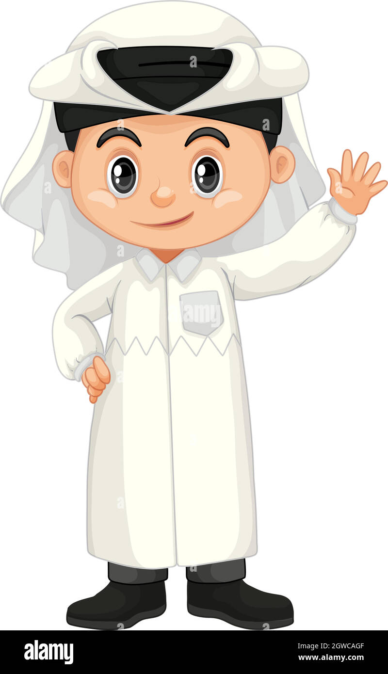 Boy in Qatar costume waving hand Stock Vector Image & Art - Alamy