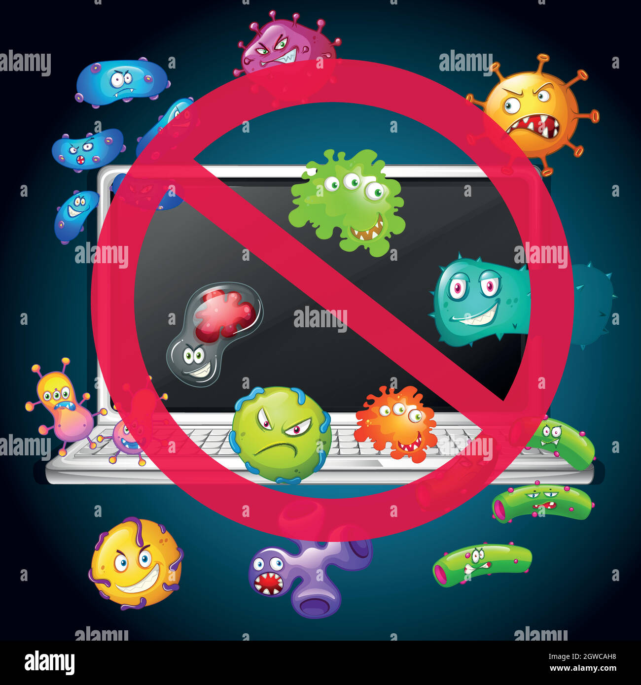 No bacteria sign on computer Stock Vector Image & Art - Alamy