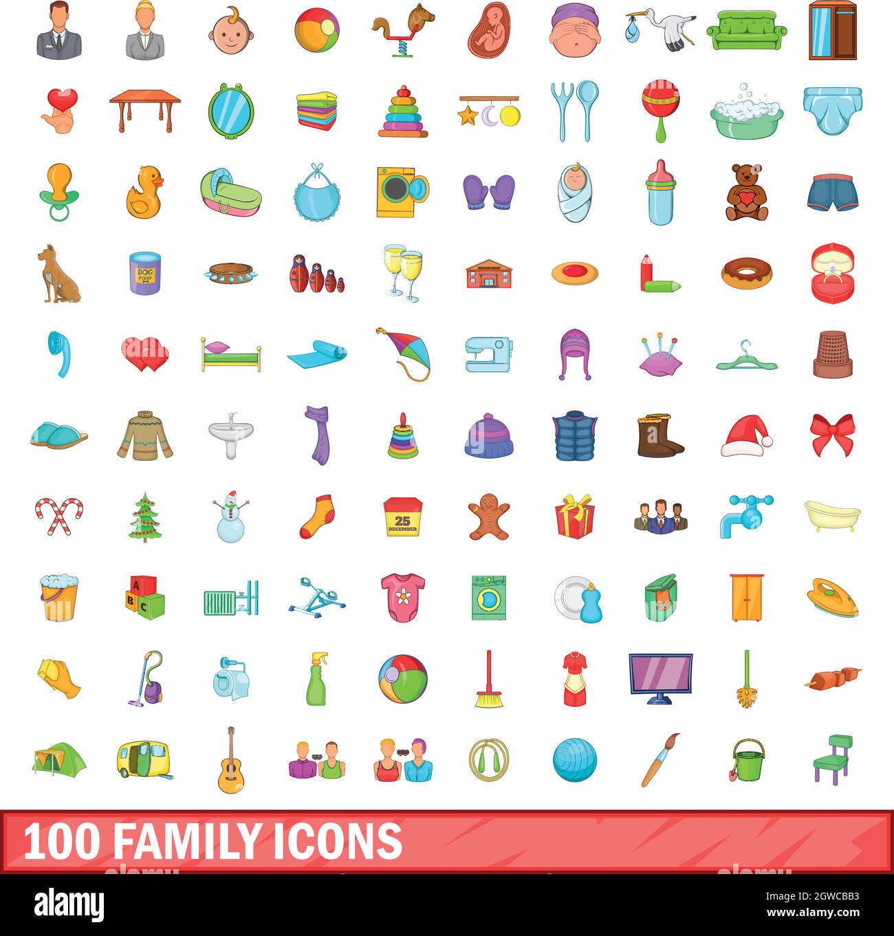 100 family icons set, cartoon style Stock Vector Image & Art - Alamy