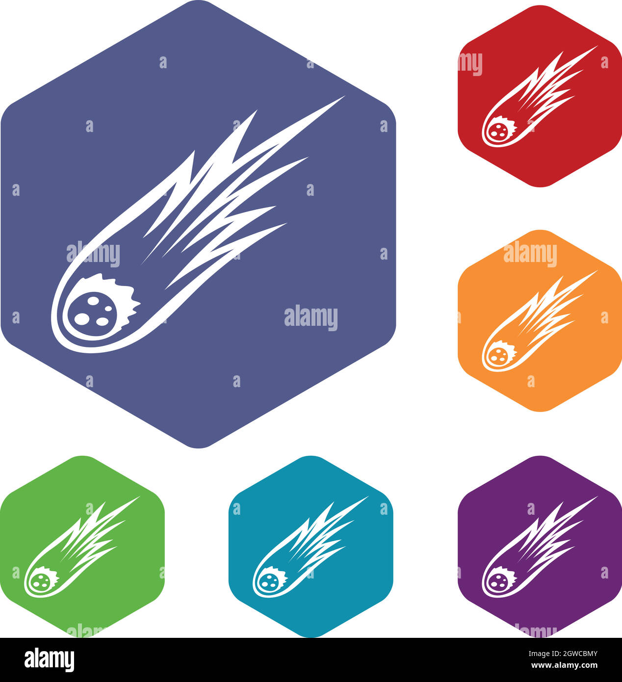 Falling meteor with long tail icons set Stock Vector Image & Art - Alamy