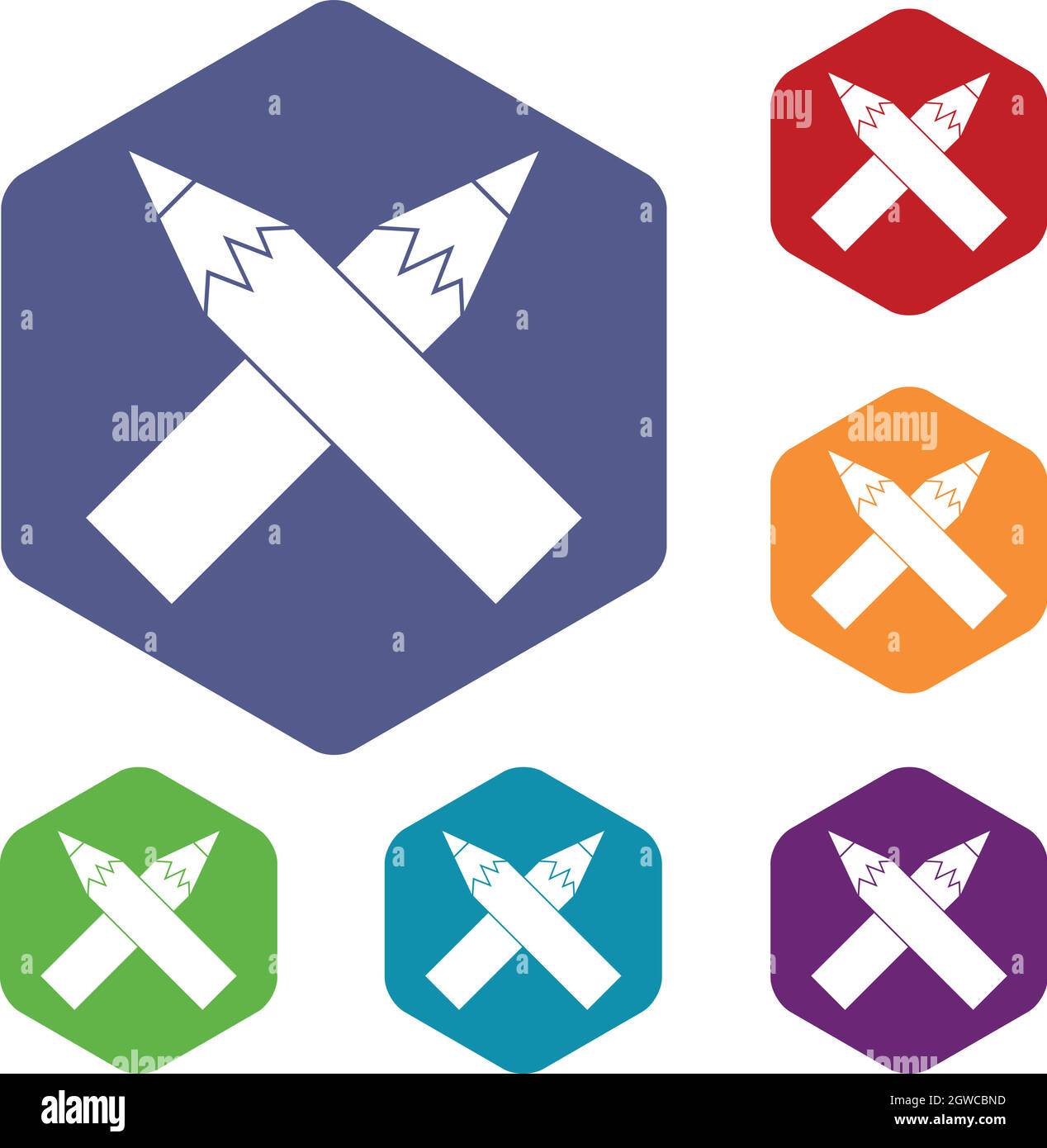Two crossed pencils icons set Stock Vector Image & Art - Alamy