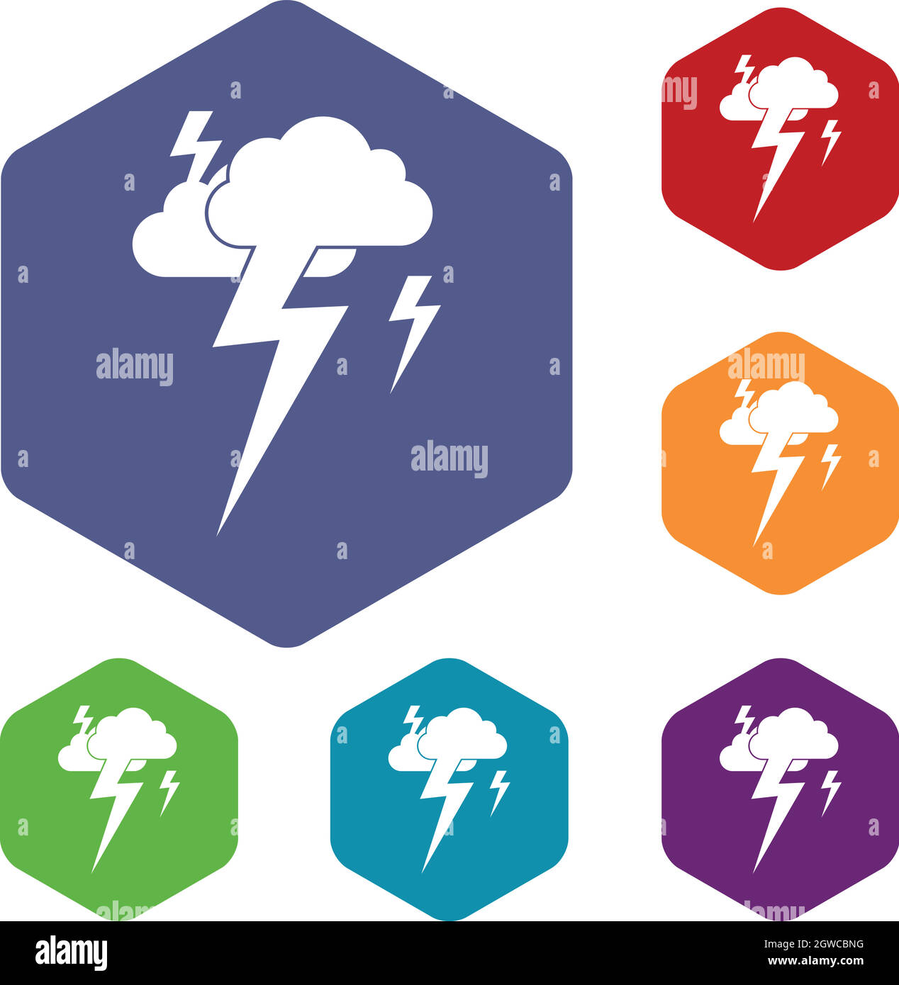 Cloud and lightning icons set Stock Vector Image & Art - Alamy