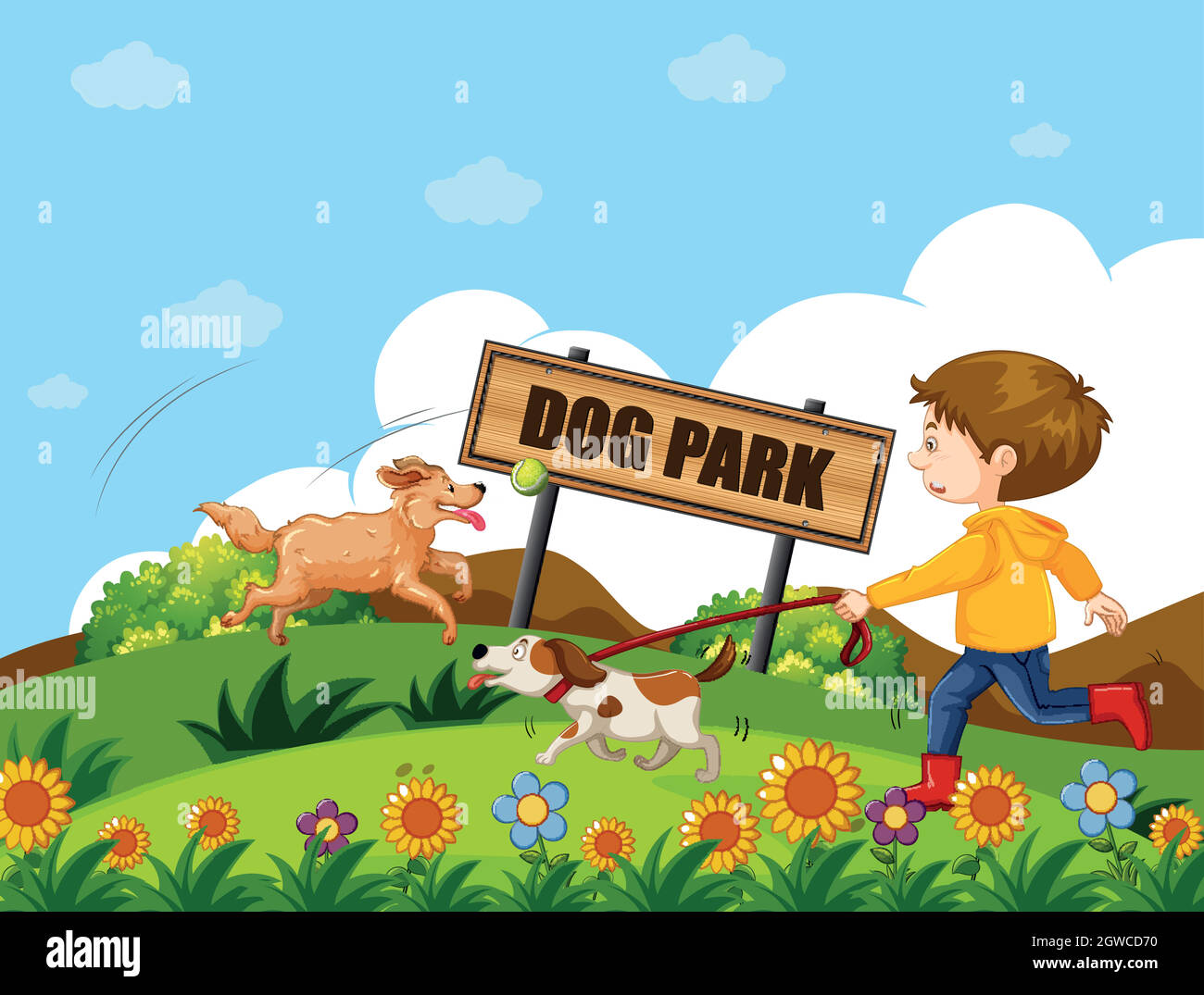 Boy and dog art Stock Vector Images - Alamy