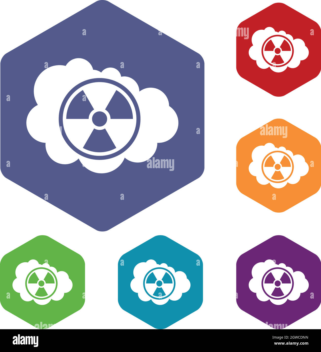 Cloud and radioactive sign icons set Stock Vector Image & Art - Alamy