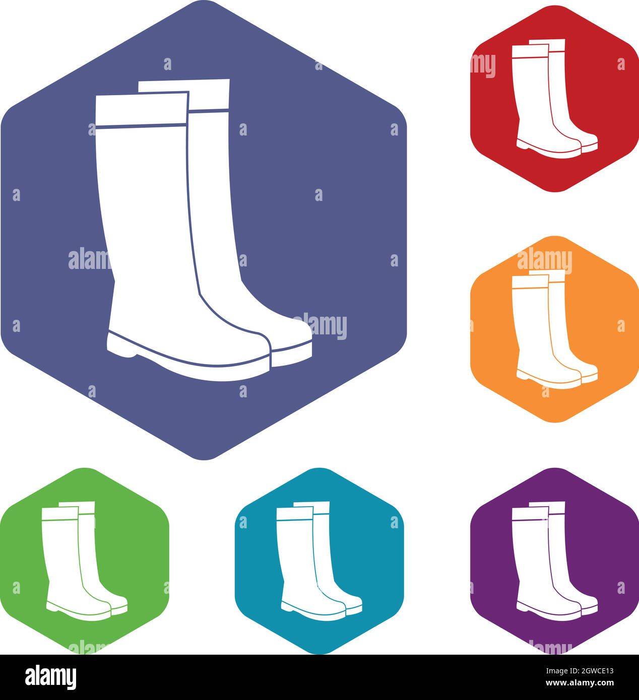 Rubber boots icons set Stock Vector Image & Art - Alamy