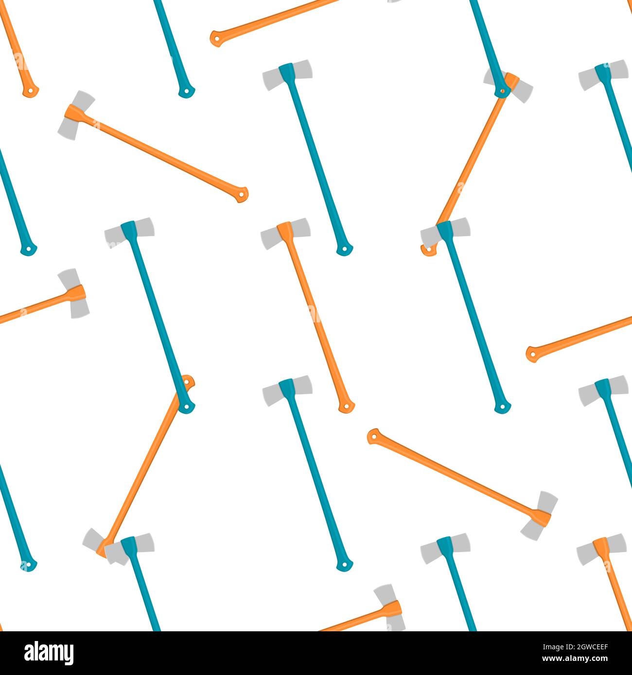 Illustration on theme pattern steel axes with wooden handle, metal ax ...