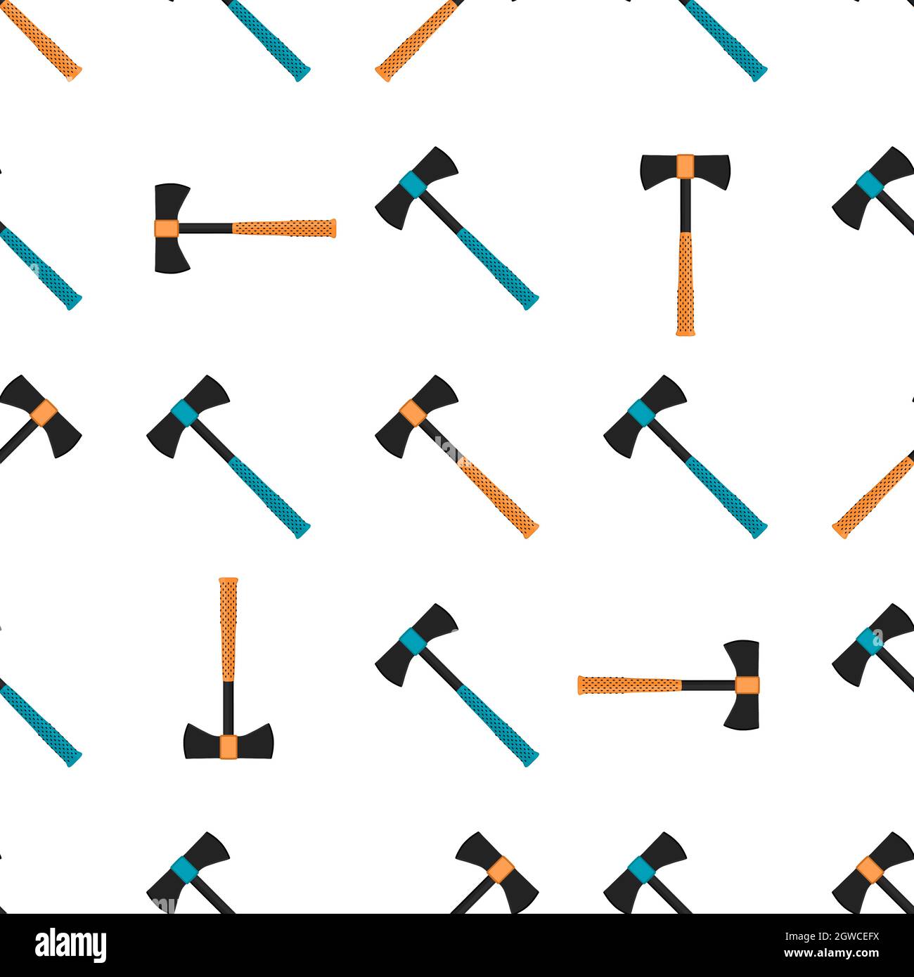 Illustration on theme pattern steel axes with wooden handle, metal ax ...