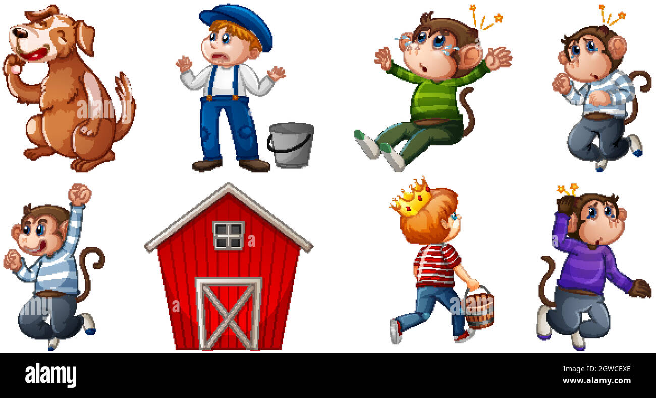 Set of different nursery rhyme character isolated on white background ...