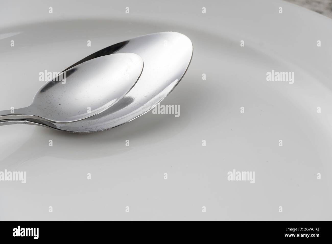 Spoon On An Empty Plate To Show The Symbol Of Dining Etiquatte Stock ...