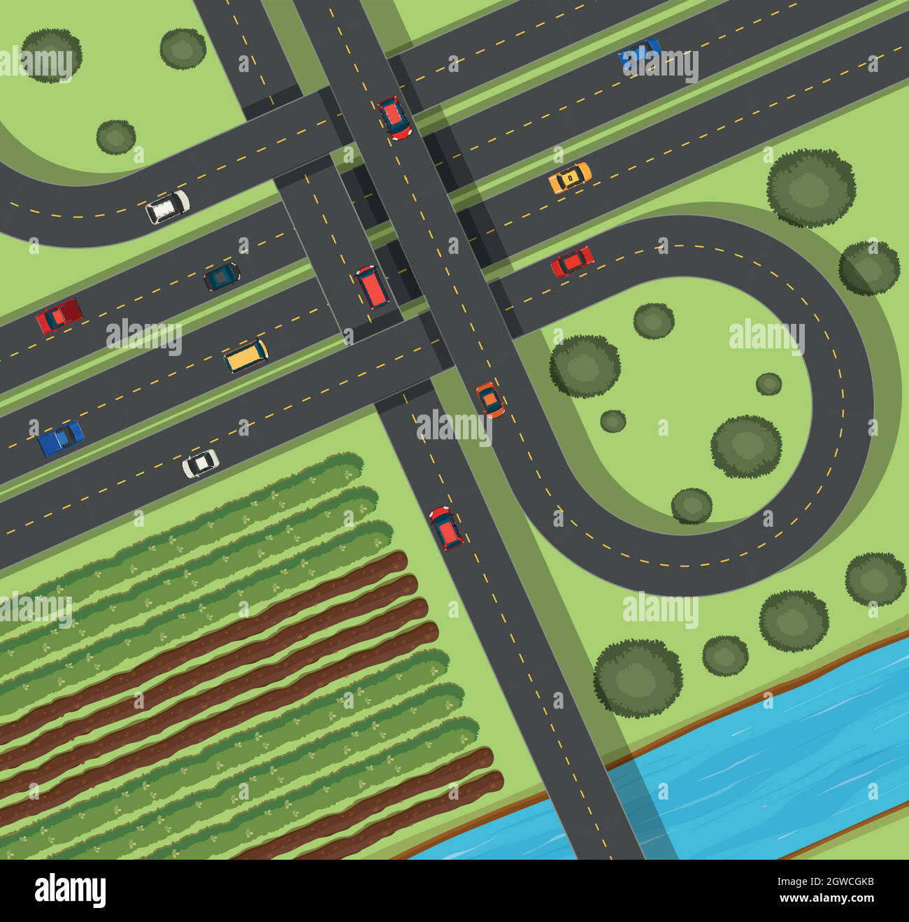 Top view countryside highway in Stock Vector Images - Alamy