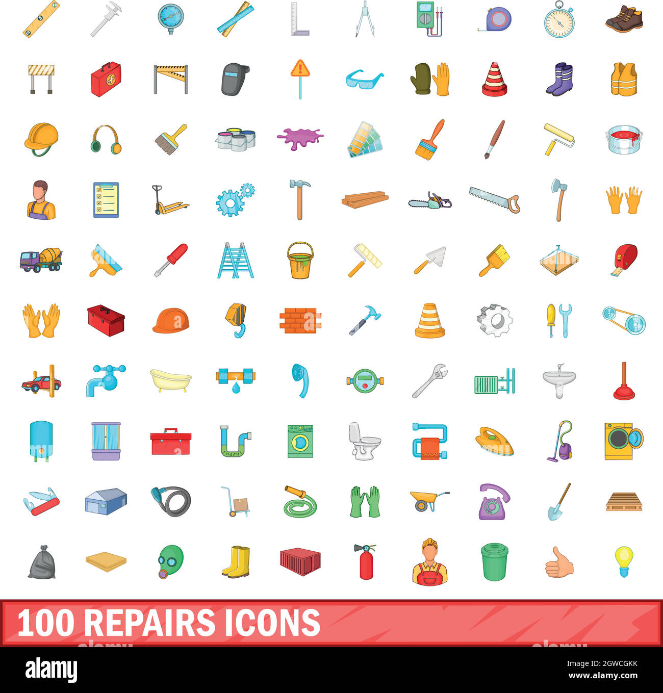 100 repairs icons set, cartoon style Stock Vector Image & Art - Alamy