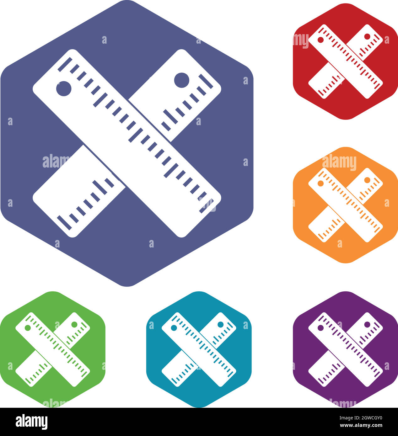 Two crossed rulers icons set Stock Vector Image & Art - Alamy