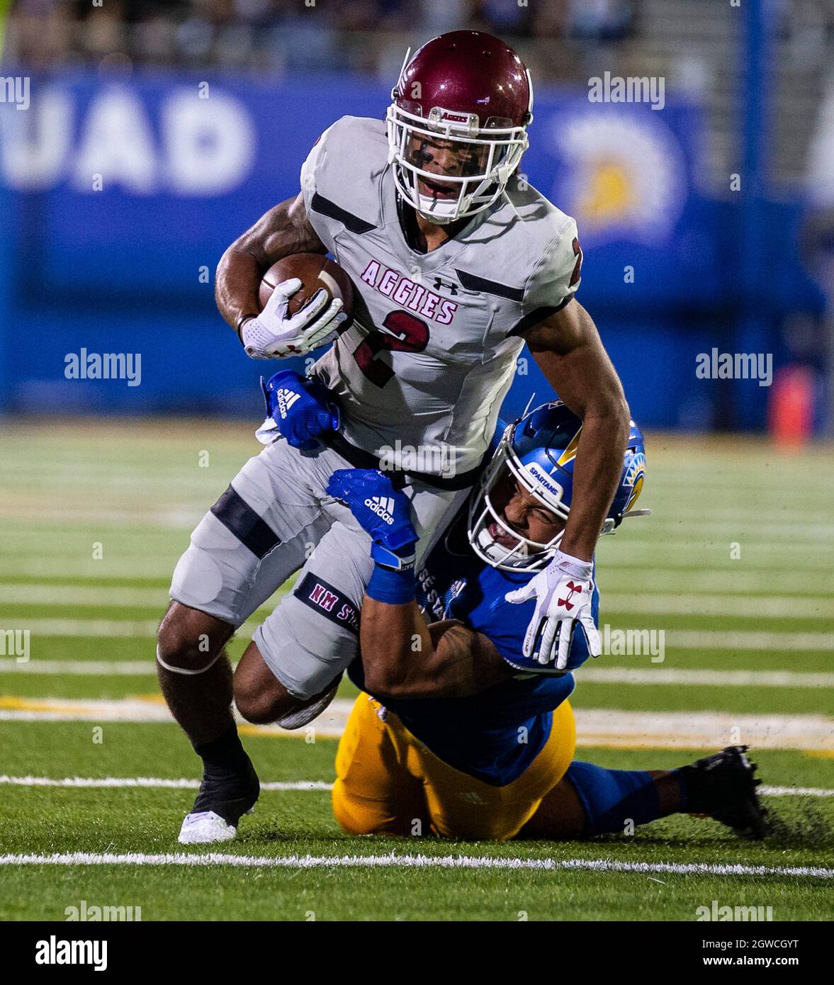 October 02, 2021, San Jose, CA New Mexico State wide receiver Isaiah ...