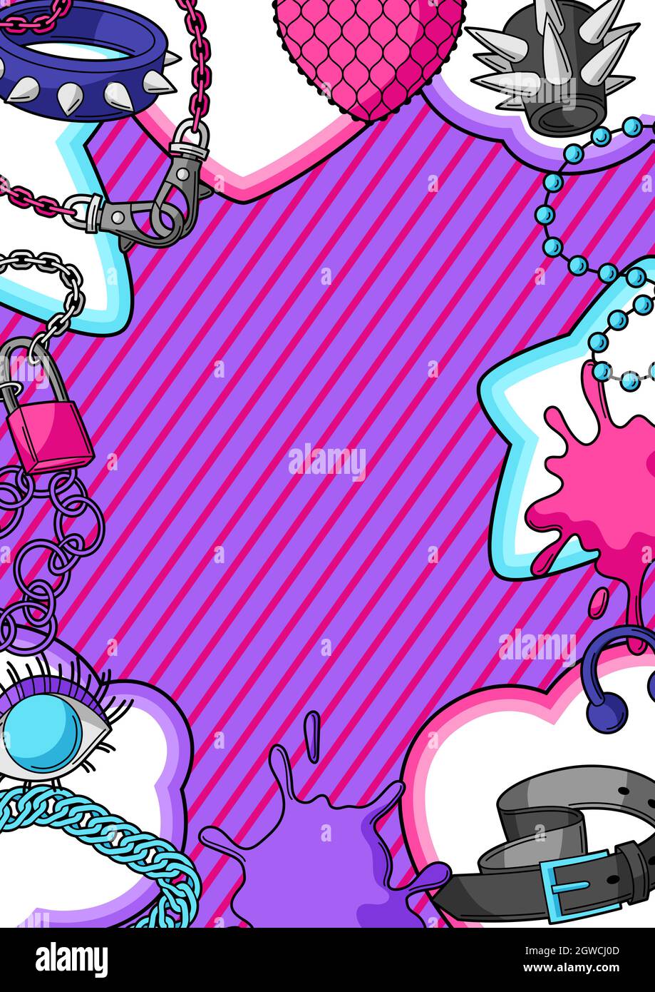 Background with youth subculture symbols. Teenage creative illustration ...