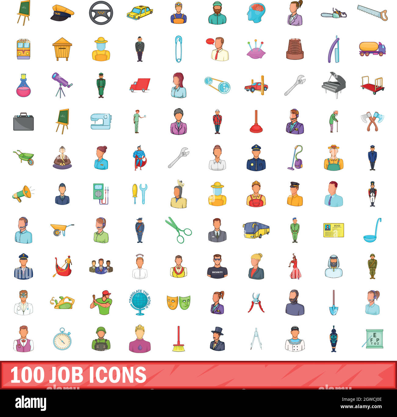 100 job icons set, cartoon style Stock Vector Image & Art - Alamy