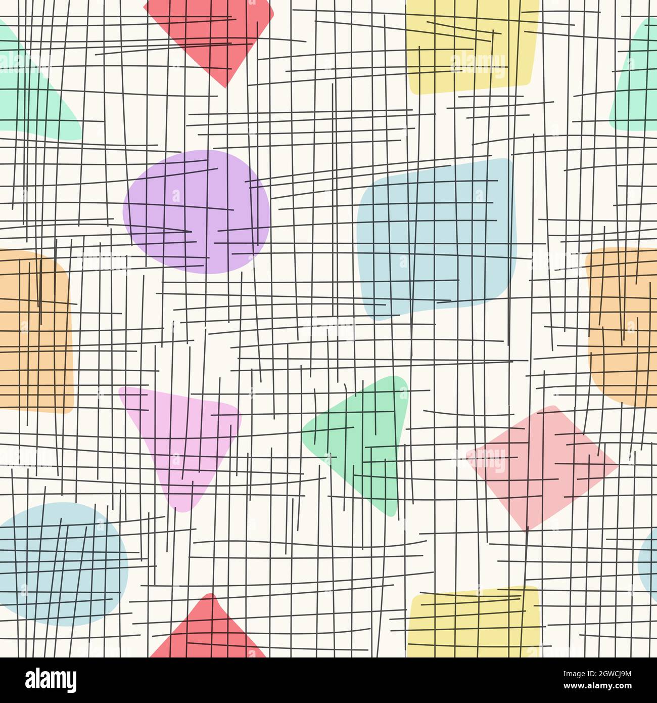 Seamless pattern of vertical and horizontal lines and red squares for ...