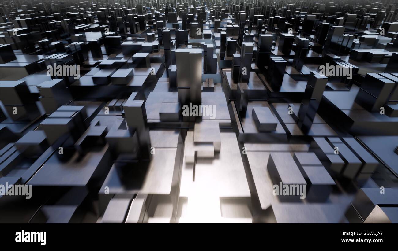 Metal cubes steel square blacks 3d style 3d render Stock Photo - Alamy